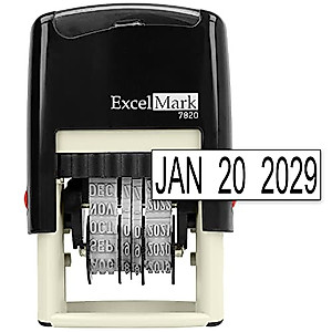 ExcelMark 7820 Self-Inking Rubber Date Stamp – Great for Shipping, Receiving, Expiration and Due Dates (Black Ink)