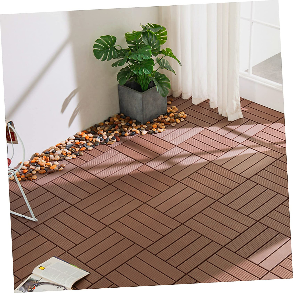 Yardwe Wooden Plastic Floor Deck Boards Moisture-Resistant Fireproof Splicing Floor for Homes
