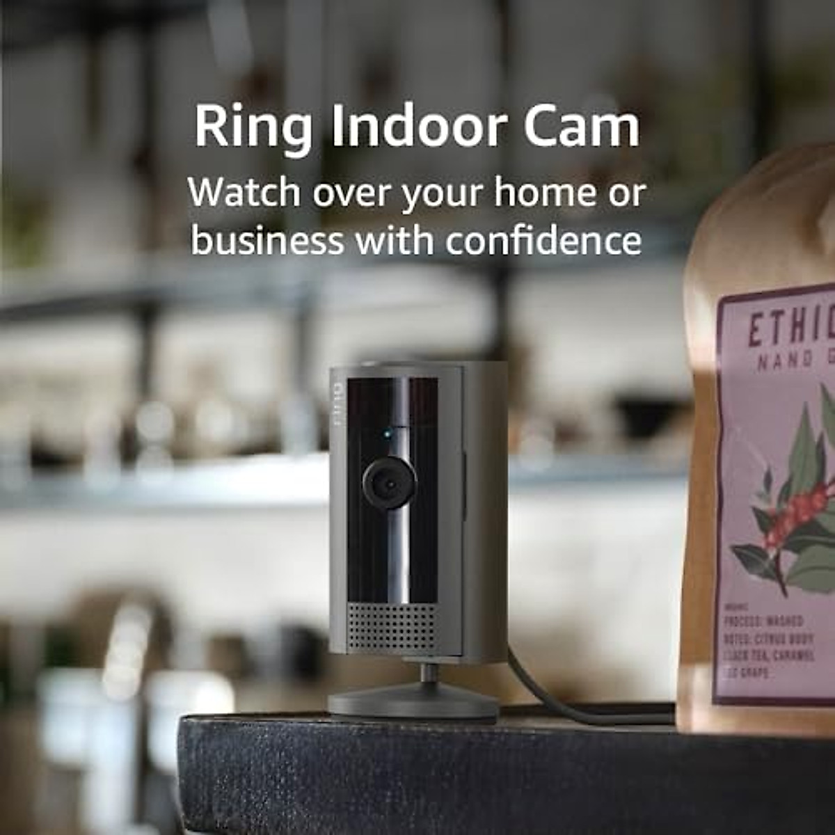 Ring Indoor Cam (newest model) — Home or business security in 1080p HD video, Charcoal