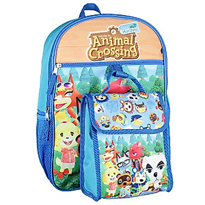 Animal Crossing Character Print Backpack 5 pc Set Lunch Tote Keychain