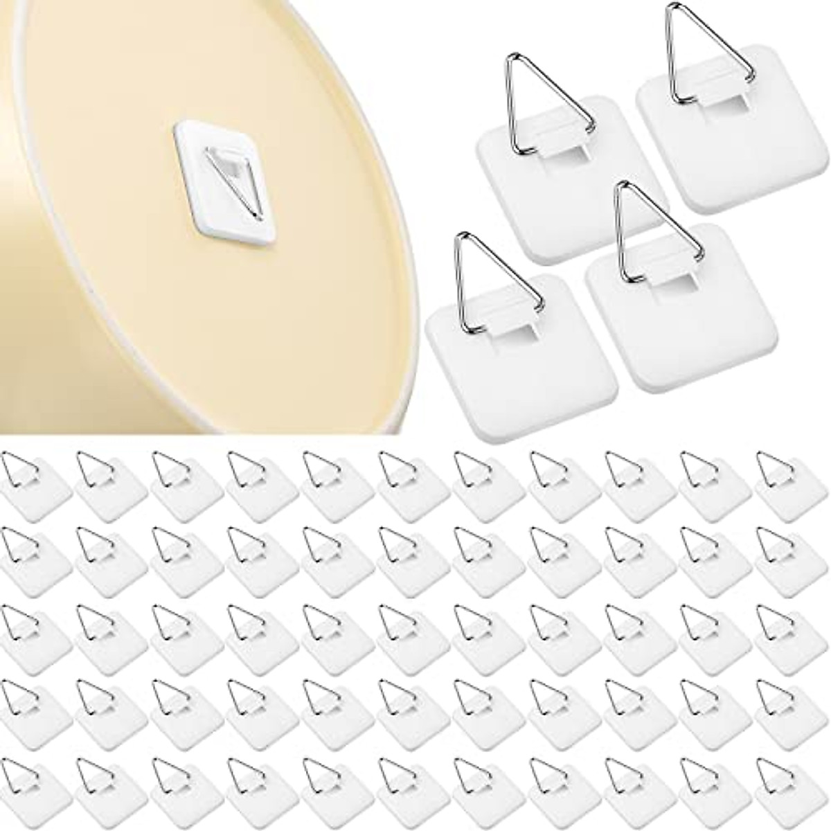 150 Pcs 1.25 Inch Invisible Adhesive Plate Hanger Wall Plate Hanger Set Vertical Plate Holders Picture Hangers Without Nails Decorative Plates Wall Holders Hooks for Display Frame Art Decor Supplies