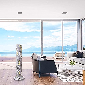 VIOKKO Tower Fan Dust Cover Dustproof Tower Cover Washable Tower Sleeve Dust-Proof Protective Cover for Household Tower Fan Pedestal Fan Floor Fan Stand Fan Decoration (Gray Flower)