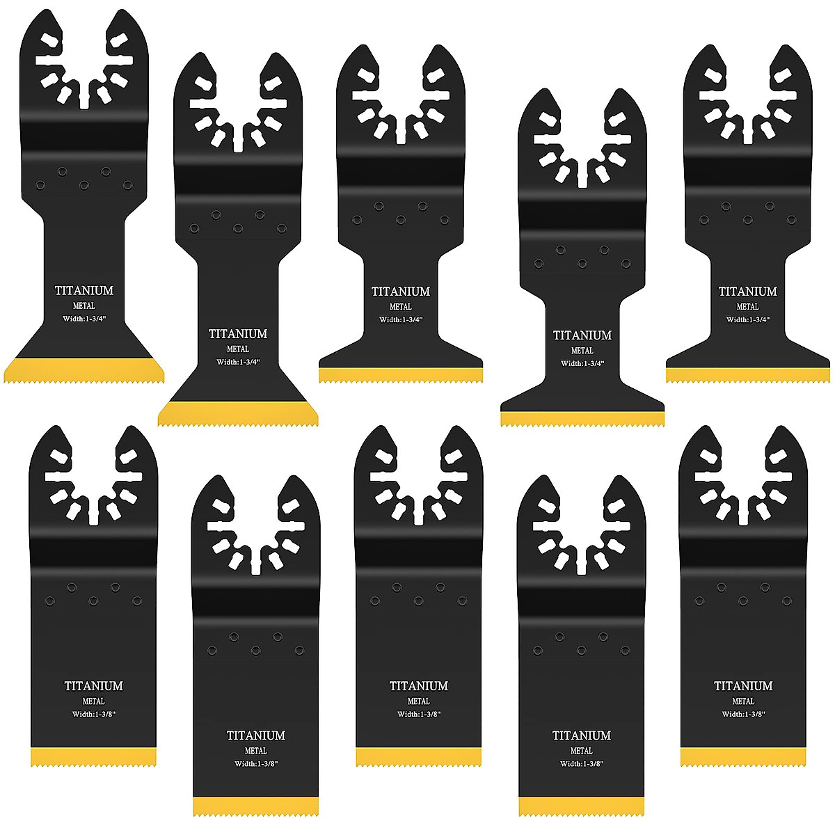 JTWEB Titanium Oscillating Tool Blade, 10PCS Oscillating Saw Blades Metal Cutting Multi Tool Blades Kits Wood and Metal Nails Plastic, Multitool Blades fit Dewalt Milwaukee Bosch Dremel Rockwell