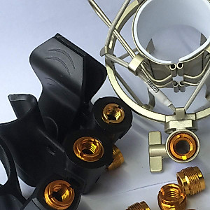 6 Pieces 5/8" Male to 3/8" Female Threaded Nut Screw Adapters Microphone Clip Holder Nut Adapters For Mic Micphone Stand