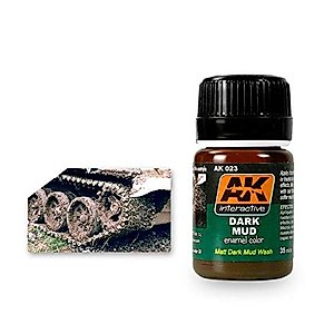 AK-Interactive AK 023, Dark Mud Effects - 35 ML / 1.18 Fl.Oz Jar - Model Building Paints and Tools # AK-023