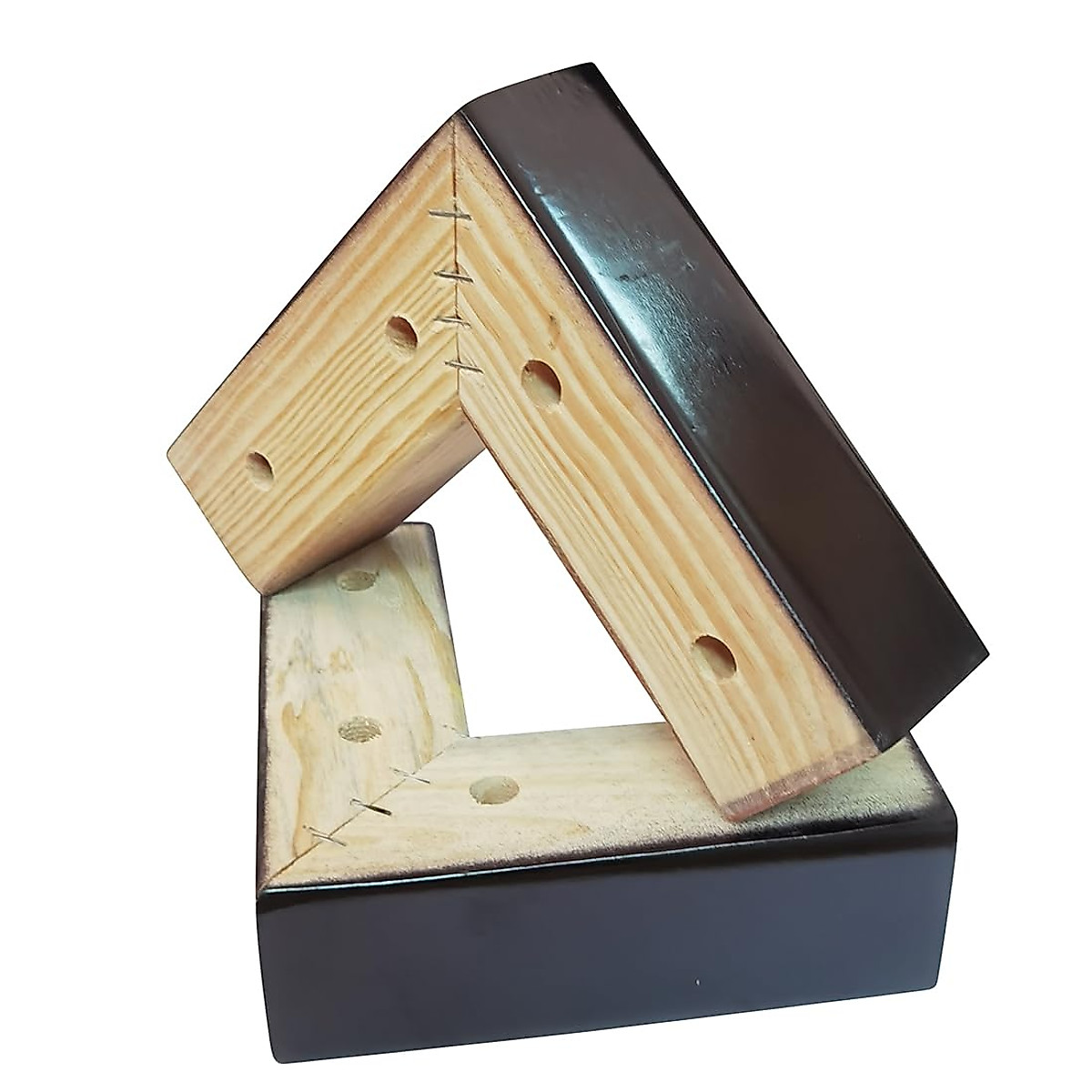 Btibpse 2 Inch Wooden Sofa/Bed Riser L Shaped Wood Furniture Legs/Couch Legs/Replacement Sofa Feet/Dresser Leg Set of 4 (L-Shaped, Black)