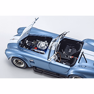 Shelby Cobra 427 S/C Sapphire Blue Metallic with White Stripes 1/18 Diecast Model Car by Kyosho 08047 SBL