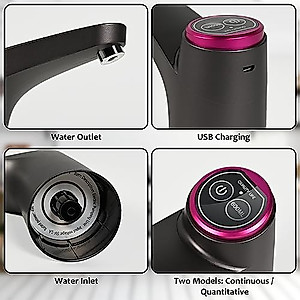 5 Gallon Water Bottle Pump - Water Bottle Dispenser for 5gl, USB Charging Automatic Drinking Water Pump, Portable Electric Water Dispenser Jug for Home Kitchen Office and Picnic