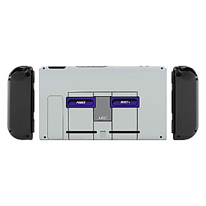 eXtremeRate Soft Touch Grip Classics SNES Style Console Back Plate DIY Replacement Housing Shell Case for Nintendo Switch Console with Kickstand – JoyCon Shell NOT Included