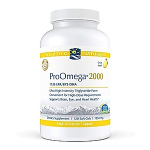 Nordic Naturals ProOmega 2000, Lemon Flavor - 120 Soft Gels - 2150 mg Omega-3 - Ultra High-Potency Fish Oil - EPA & DHA - Promotes Brain, Eye, Heart, & Immune Health - Non-GMO - 60 Servings