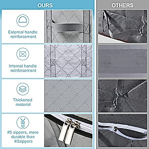 GoMaihe Clothes Storage Bags 6 Pack, Foldable Storage Bins Closet Organizers Stackable Containers with Reinforced Handles and Lids, Clothing Blanket Toy Shoe Comforters Pillow Organization, Grid Gray