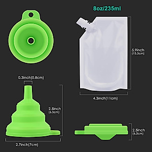 ERKOON Plastic Flask Reusable Plastic Drinking Flasks Pouches 9x14oz with 2 Silicone Funnel, Clear