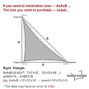 SUNNY GUARD Sun Shade Sail 10'X10'X13' Triangle Sand UV Block Sunshade for Backyard Yard Deck Patio Garden Outdoor Activities and Facility(We Make Custom Size)