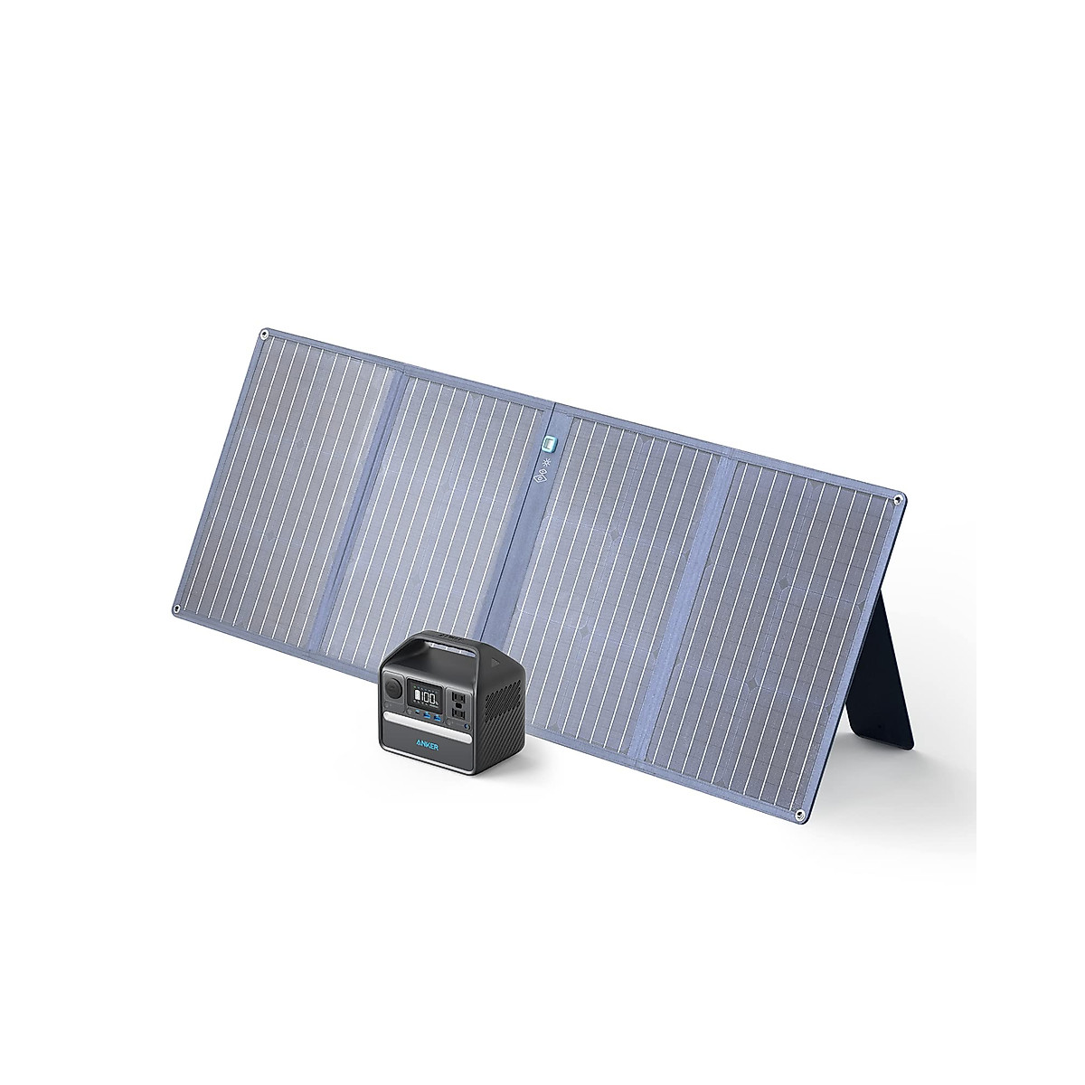 Anker 521 Portable Power Station, Solar Generator 256Wh with 100W Solar Panel, LiFePO4 Battery Pack, 200W 6-Port PowerHouse, 2 AC Outlets, 60W USB-C PD Output, for Outdoor Camping, RV(Anker Solix)