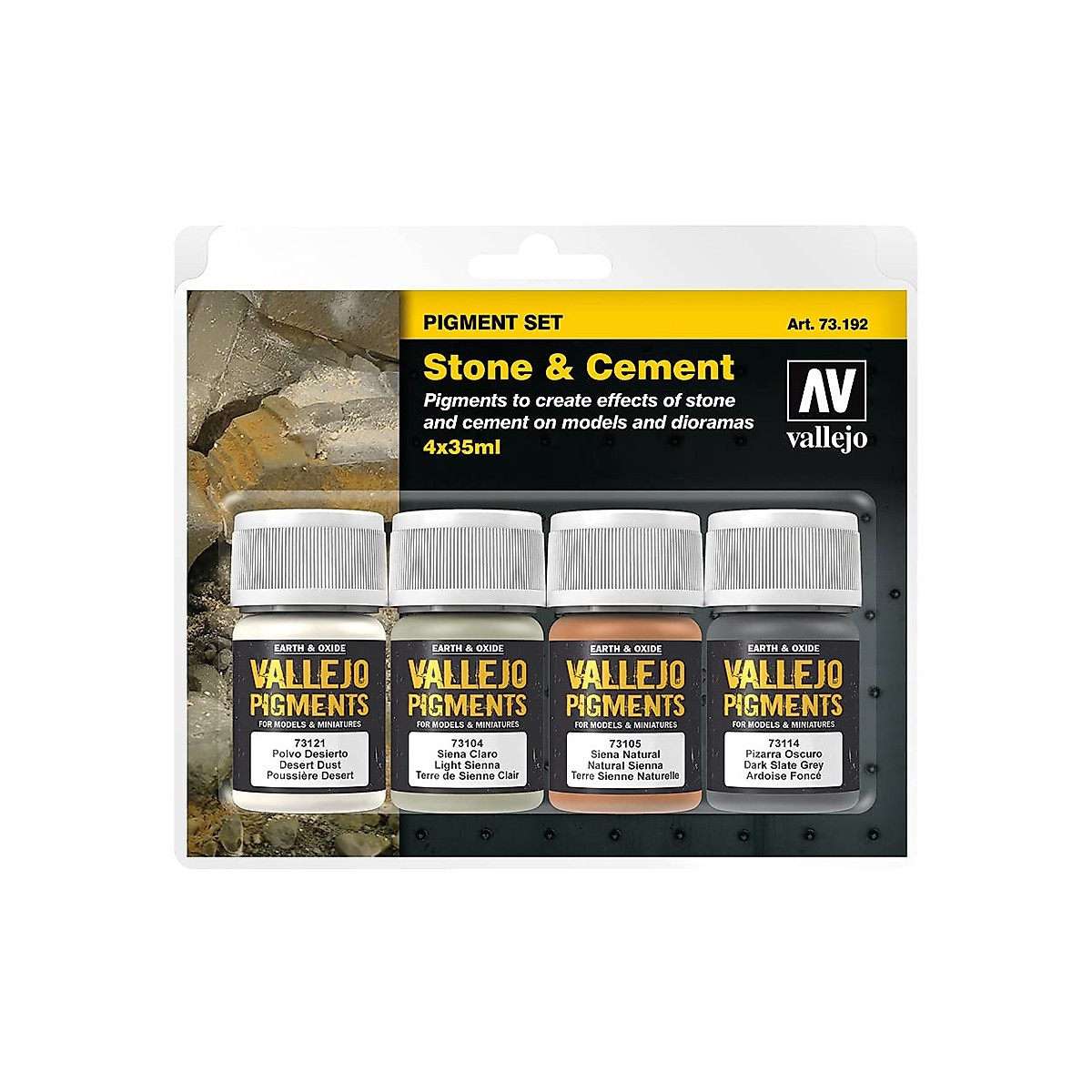 Vallejo Stone & Cement Pigment Set 4 x 35ml Paint, Multicolor, 1.18 Fl Oz (Pack of 4)