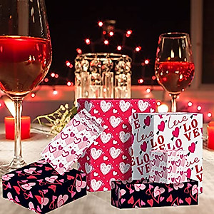 OXYLIPO 8 Sheets Heart Love Gift Wrapping, 4 Patterns Couple Recyclable Wrapping Paper for Kids Girls Boys Present Birthday Party Baby Shower Valentine's Day Theme Gift Wrap