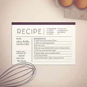 48 Water Resistant Ivory Recipe Cards, Simple & Modern, Double-Sided, Multi-Colors (Ivory & Black)