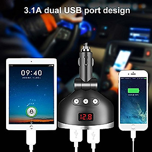 Car Charger,120W 3-Socket Cigarette Lighter Power Adapter DC Splitter 3.1A Dual USB Car Charger 12/24V with LED Voltage Display for Smartphone