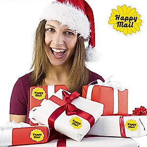 Happy Mail Stickers, Daisy Flowers Small Business Sticker,Cute Happy Mail Packaging for Small Business Packaging Sticker,500 PCS