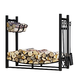 Fire Beauty Fireplace Log Rack with Kindling Holder Firewood Holder for Wood Storage Storage Log Holder Include 4 Tools (19.8)