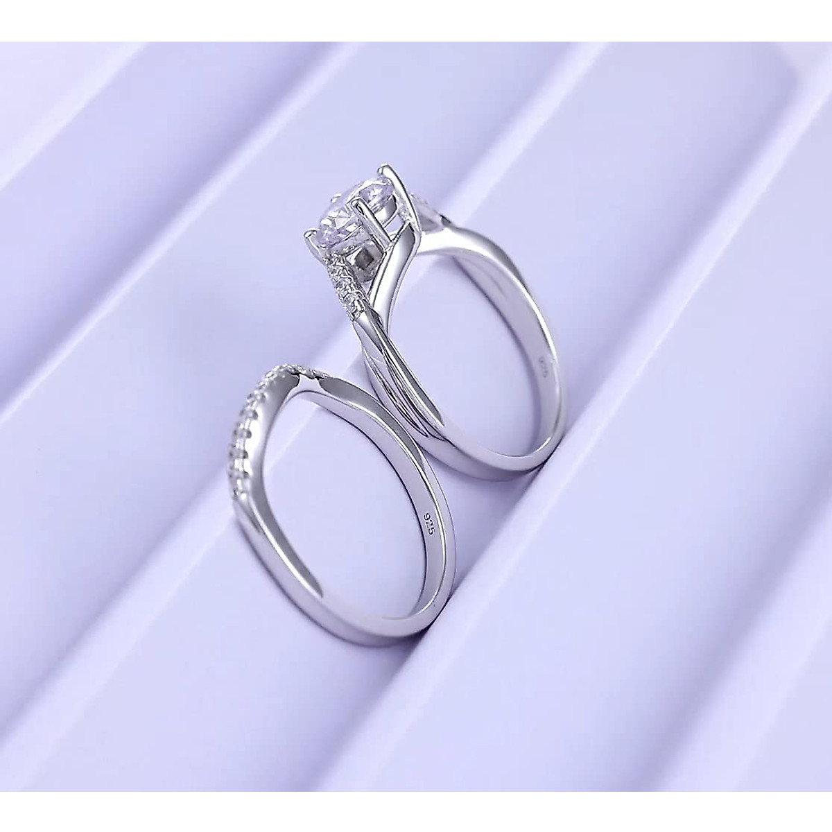 STARCHENIE Engagement Sets for Women Sterling Silver Cubic Zirconia Sterling Silver Wedding Sets for Women Size10