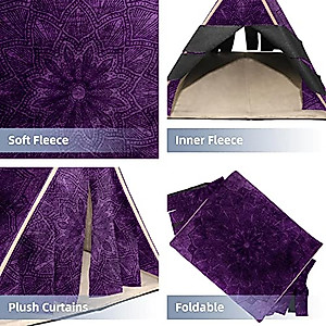 RATGDN Small Pet Hideout Purple Mandala Flowers Hamster House Guinea Pig Playhouse for Dwarf Rabbits Hedgehogs Chinchillas