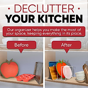 Better Houseware Multi-Use White Medium Kitchen and Office Organizer, 8.25” x 10.25” and 6.5” Height – 4 White Coated Steel Divider Slots to Store Trays, Baking Pans, Cutting Boards or Office Supplies