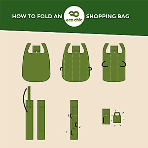ECO CHIC Foldable Reusable Grocery Bags - Foldable Grocery Bags - Lightweight, Recycled & Reusable Shopping Bags - Waterproof, Packable Tote Fitting in Fine Grocery Bag Carrier