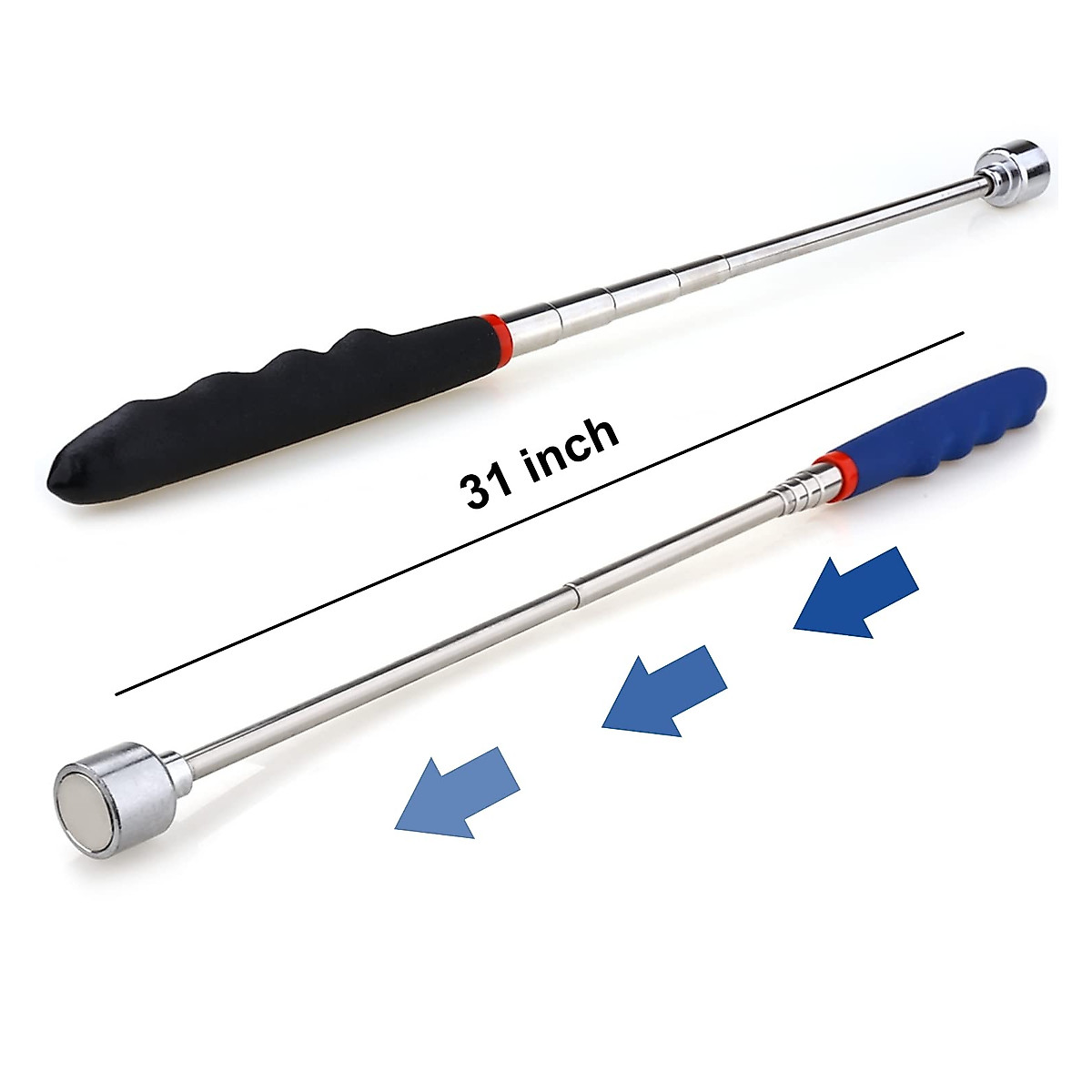 20 lbs Magnetic Telescoping Pick Up Tool for Small Metal Tools Extends from 7 to 30 inches / 185-720mm (Black+Blue)