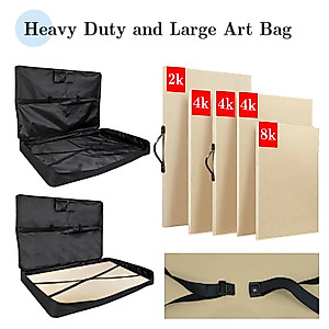 KaiXing Lightweight art portfolio bag, black art canvas portfolio bag with detachable shoulder strap and leather corners for artwork, posters and sketches (24"x18")