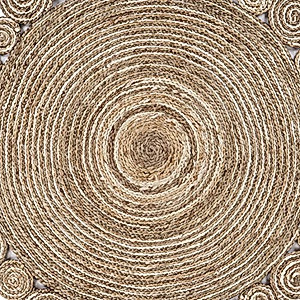 Lr Home Ox Bay Organic Jute Spiral Area Rug, Bleach and Natural, 4' Round