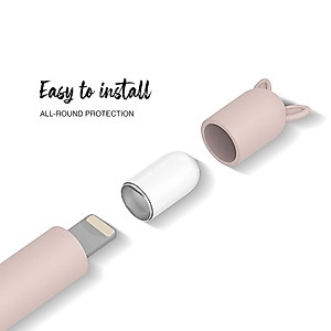 2 Pack Cute Case for Apple Pencil 1st Gen for Apple Pencil Accessories Cover , Soft Silicone Sleeve Cover Accessories Compatible for iPad Pro 9.7"/10.5"/12.9" (Pink & Purple)