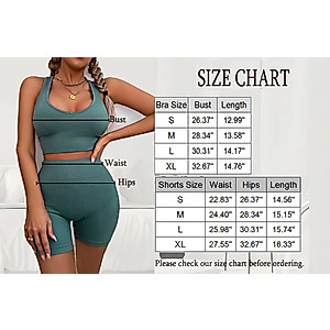Eanklosco Workout Sets for Women 2 Piece Seamless Ribbed Yoga Outfits V Neck Crop Tank High Waist Shorts Gym Outfits (Wine Red, X-Large)