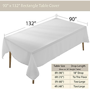 Craft And Party 10 Pack Rectangle Tablecloth, 90 x 132 Inch White Tablecloth, 8ft Rectangle Table Cloth, Polyester Fabric Washable Tablecloth for Home, Party, Wedding or Restaurant Use.