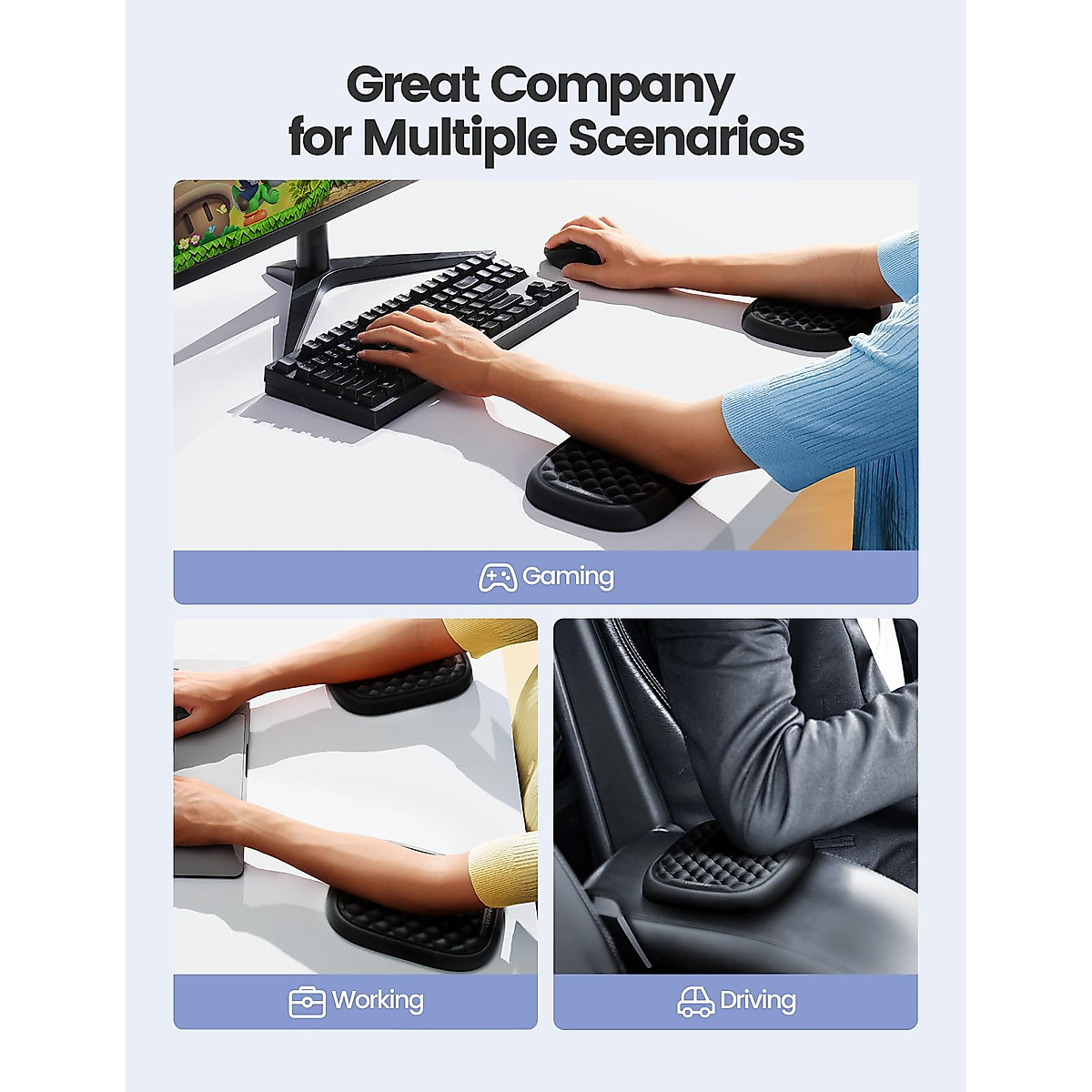 VAYDEER Ergonomic Wrist Rest Pad Armrest Pad Elbow Rest Pad, Prevent Hands Becoming 'Mouse Hand' Relieve Elbow Pain Computer Armrest Arm Wrist Rest Support Mouse Pad for Desk(6.3X4.3X0.76inches Black)