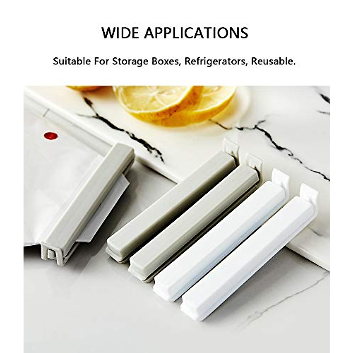 10 Pcs Plastic Sealing Clips, Bag Sealing Clip for Snacks, Chip Bags and Kitchen Food Storage Bag, 4 inches, Pure White