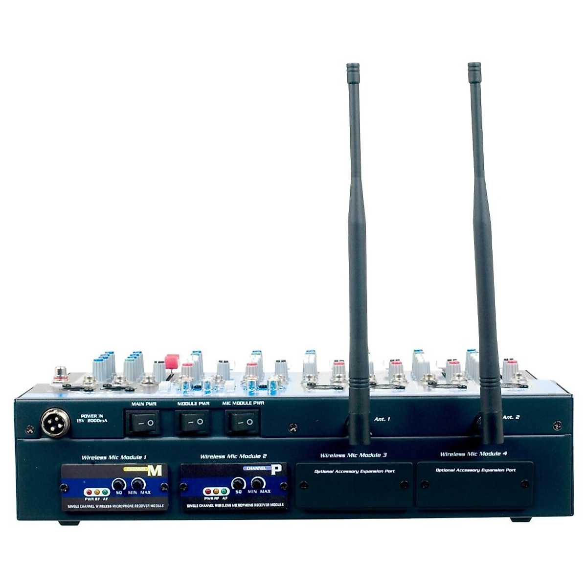 VOCOPRO WirelessMix-2 All-In-One Live Sound / Karaoke Mixer with 2 UHF Wireless Mics & SD Audio Recorder