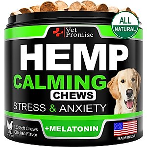 Hemp Calming Chews for Dogs with Anxiety and Stress - Dog Calming Treats - Dog Anxiety Relief - Separation - Travel - Barking - Melatonin for Dogs - Hemp Oil - Calming Treats for Dogs - 120 Treats
