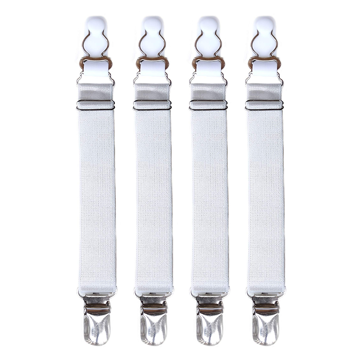 Stocking Clip Garter Adjustable Elastic Belt Two-Way Socks Lace Garter Multifunctional Fixing Clip Non-Slip 4pcs (White one)