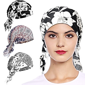 ELLEWIN Headwear 3 Pack Soft Head Scarf Wrap Slouchy Beanie Skull Cover Hat Cap Pre Tied Bandana Hair Loss for Women Girls