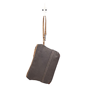 Myra Bag Floret Upcycled Canvas & Cowhide Wristlet Pouch Bag S-1523