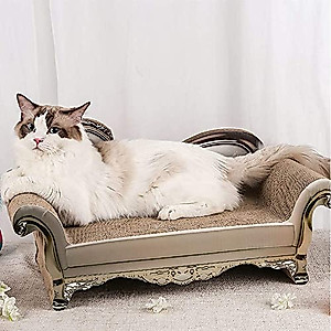 SONGWAY Cat Scratcher Sofa Bed - Corrugated Cardboard Scratching Lounge Luxury Scratching Post Furniture Protecter with Textured Cat Scratcher Mat
