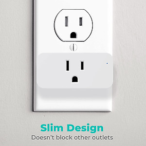 KMC Smart Plug Slim 4-Pack, Low-Profile Wi-Fi Outlet for Smart Home, Remote Control Lights and Devices from Anywhere, No Hub Required, ETL Certified, Compatible with Alexa and Google Home, White