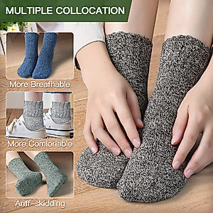 FYC Winter Womens Socks Wool Warm Thick Knit Cozy Crew Casual Vintage Soft Socks for Women Christmas Gifts Socks 5 Pairs