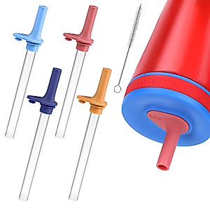 Vodolo Straw Replacement Compatible with Zak Straw Cups,4PCS 15 oz Tumbler Water Bottle Reusable Silicone Straw BPA-Free with Straw Cleaning Brush for Zak Designs Kelso 12 oz Cups
