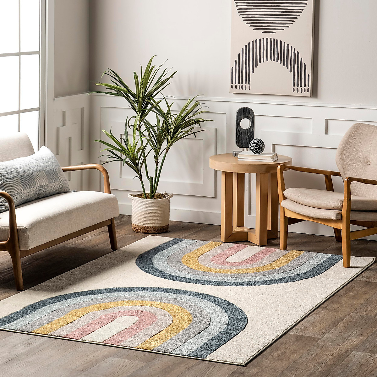 nuLOOM Jerri Double Half Rainbow Kids Area Rug, 8x10, Beige