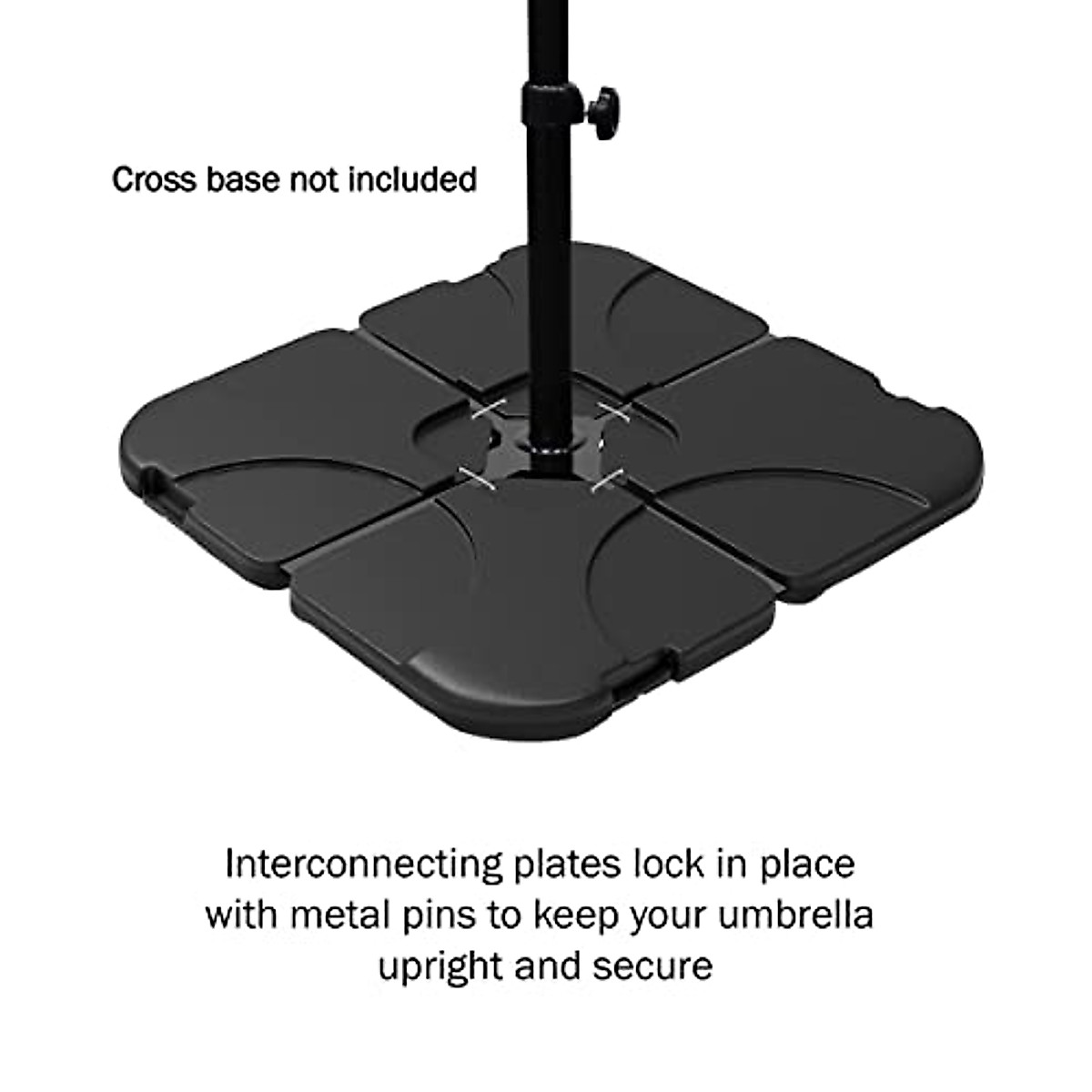 Pure Garden HW1500212 4-Piece (Black) Patio Weight Set-4-Piece Fillable Base-220-Pound Plate Sand for Cantilever and Offset Outdoor Umbrellas
