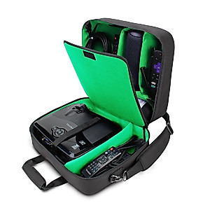USA Gear Projector Case - Projector Bag Compatible with DBPOWER, ViewSonic PJD5134, Dr. J HI-04, PVO Portable Projector and More Movie Projector - Scratch Resistant & Customizable Interior (Green)