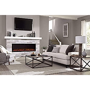 Touchstone Sideline Elite Smart 60” WiFi-Enabled Electric Fireplace - in-Wall Recessed - 60 Color Combinations - 1500/750 Watt Heater (68-88°F Thermostat) - Black - Log, Crystals & Driftwood - 80037