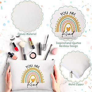 Coume 10 Pcs Rainbow Canvas Makeup Bags Bulk Inspirational Quotes Cosmetic Bags